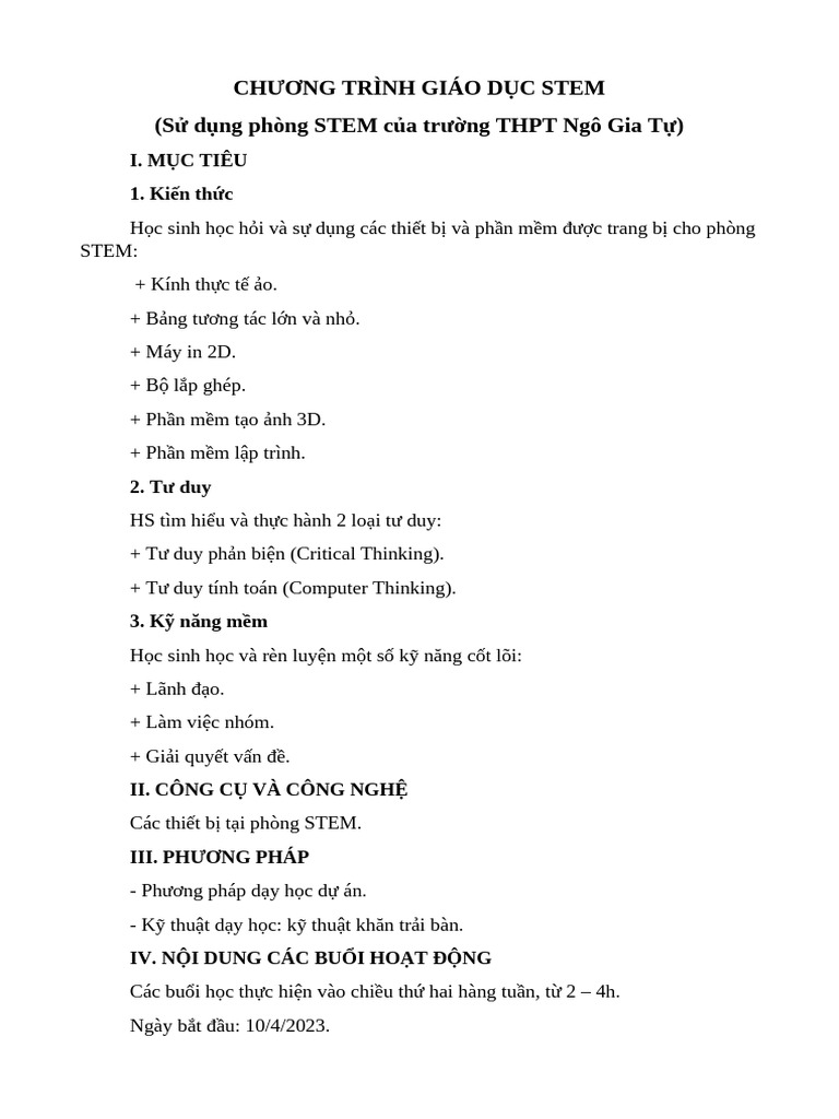 Chương Trình Giáo D C Stem | PDF