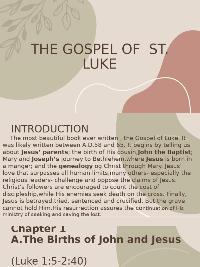The Gospel of St. Luke | PDF | Jesus | John The Baptist