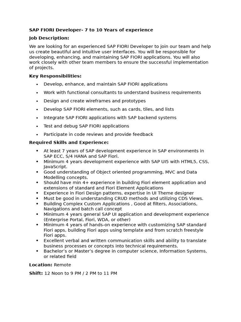 Sap Fiori Developer | PDF