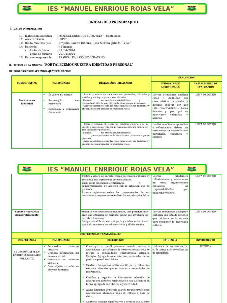 Unidad de Aprendizaje 5° DPCC | PDF | Aprendizaje | Democracia
