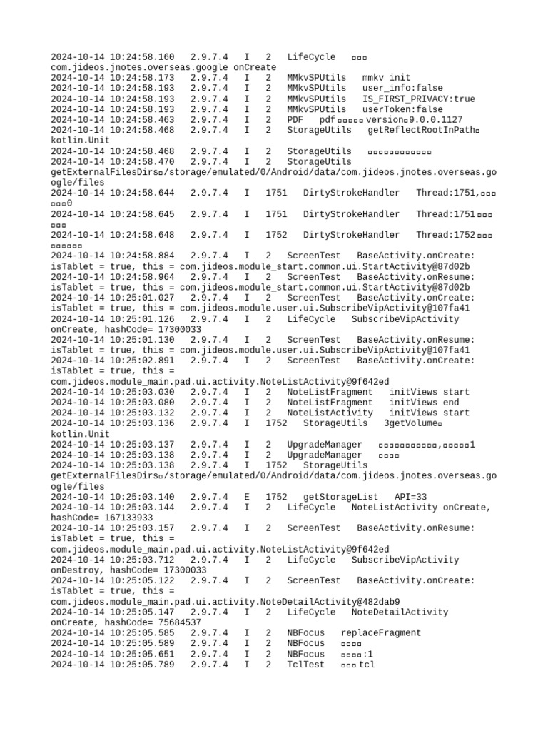 App Lifecycle and Storage Logs | PDF | Computer Programming