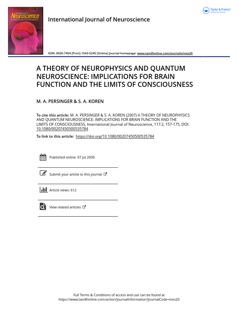 A Theory of Neurophysics and Quantum Neuroscience Implications For ...