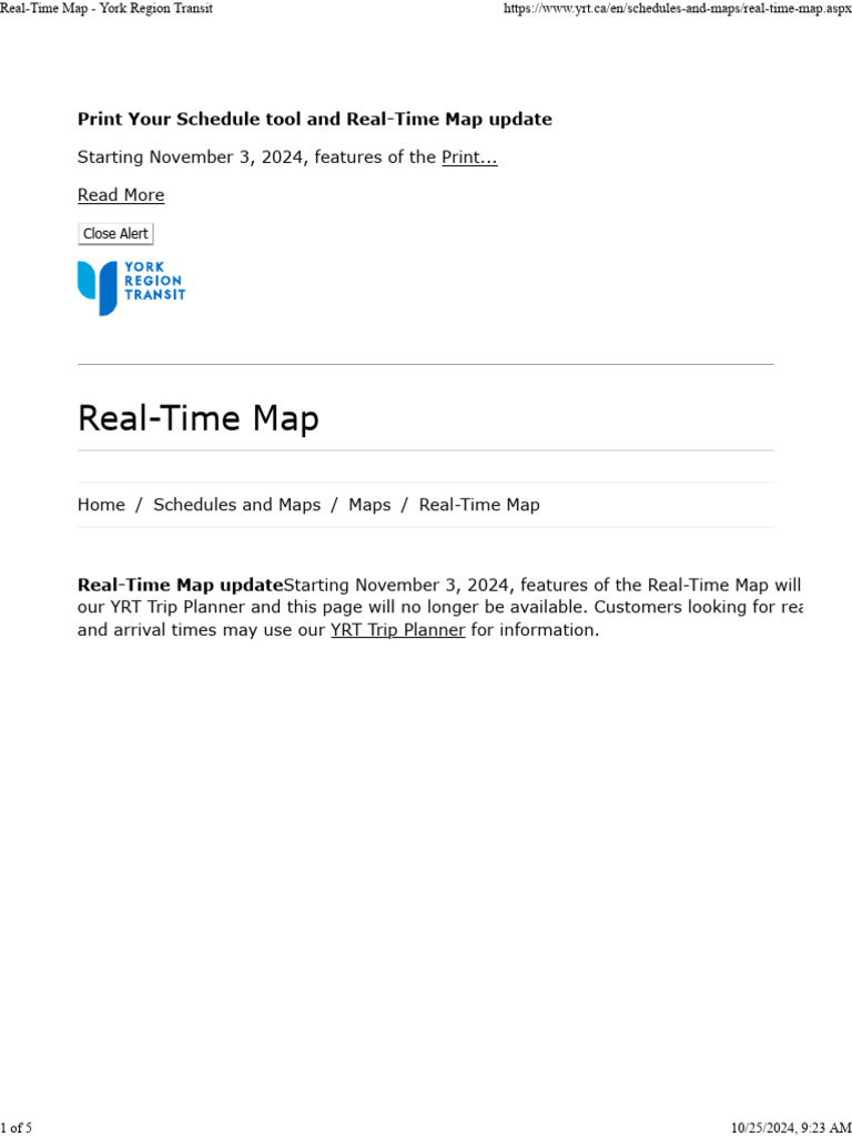 Real-Time Map - York Region Transit | PDF | Social Science