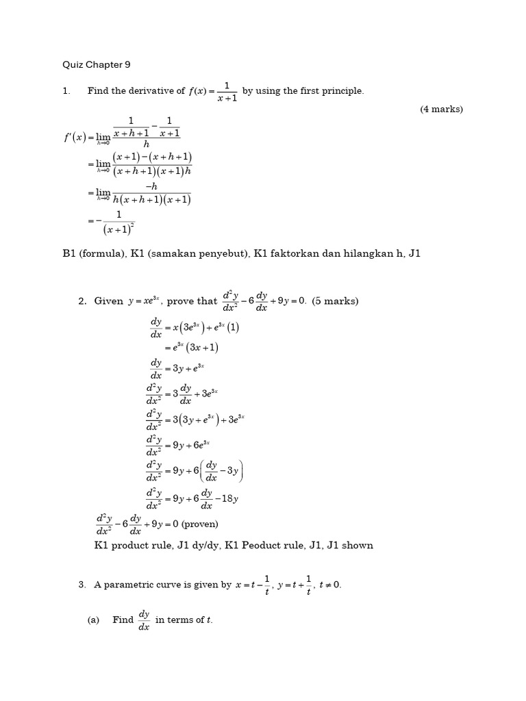 Solution Quiz Chapter 9 | PDF | Mathematical Analysis | Calculus