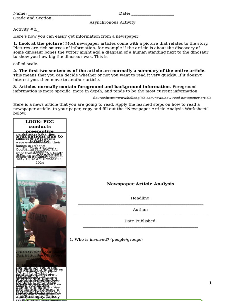 Asynchronous Activity "Newspaper Article Analysis" | PDF | Branches Of ...