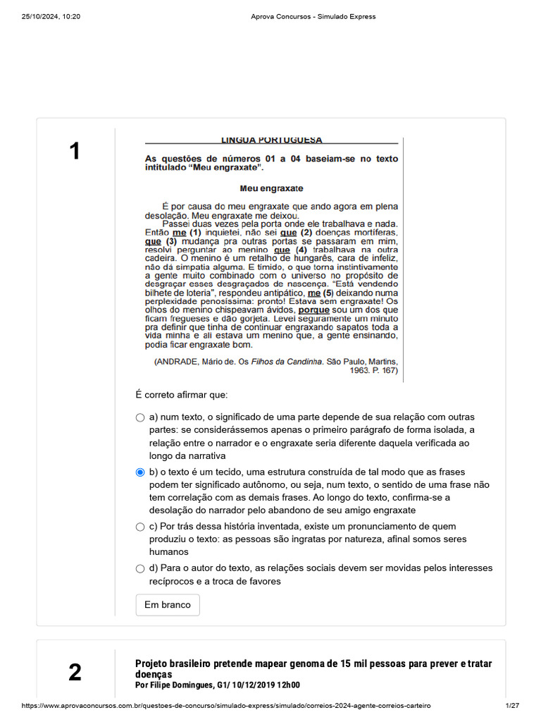 Aprova Concursos - Simulado Express | PDF | Genética | Gene