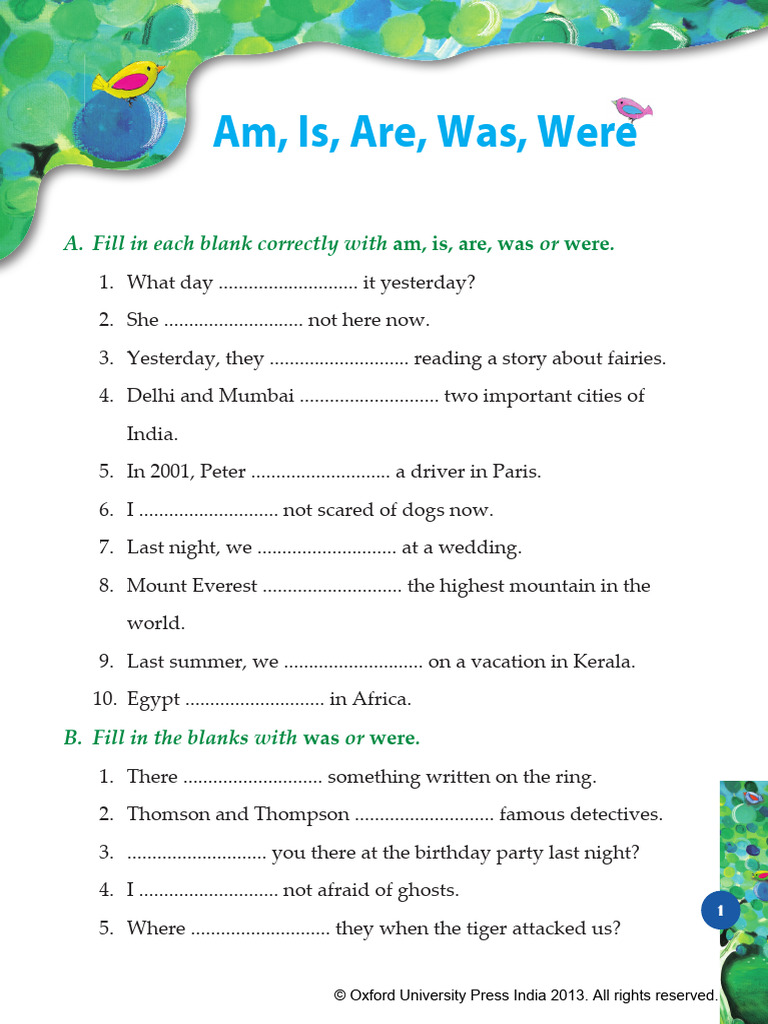 Am Is Are Was Were | PDF