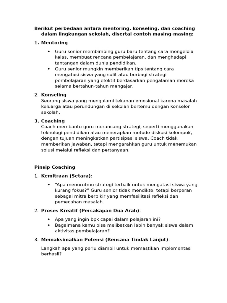 Berikut Perbedaan Antara Mentoring | PDF