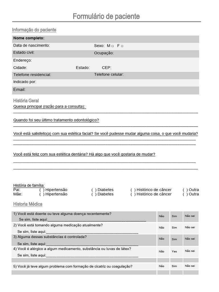 Ch1 New Patient Form 05 | PDF | Boca | Higiene bucal