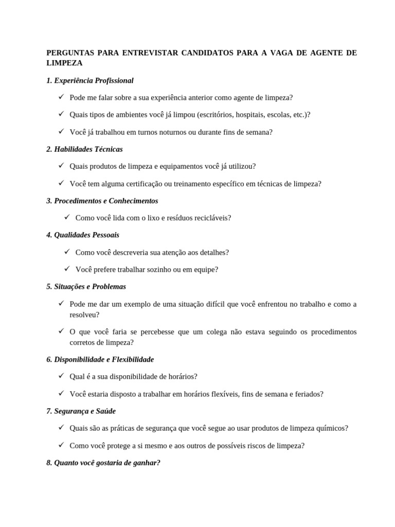 Perguntas para Entrevista | PDF | Carreira e Crescimento | Negócios