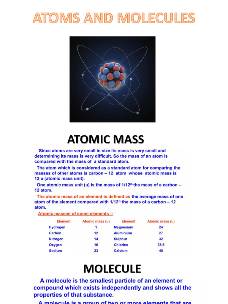 ATOMS AND MOLECULES-CLASS 9TH | PDF