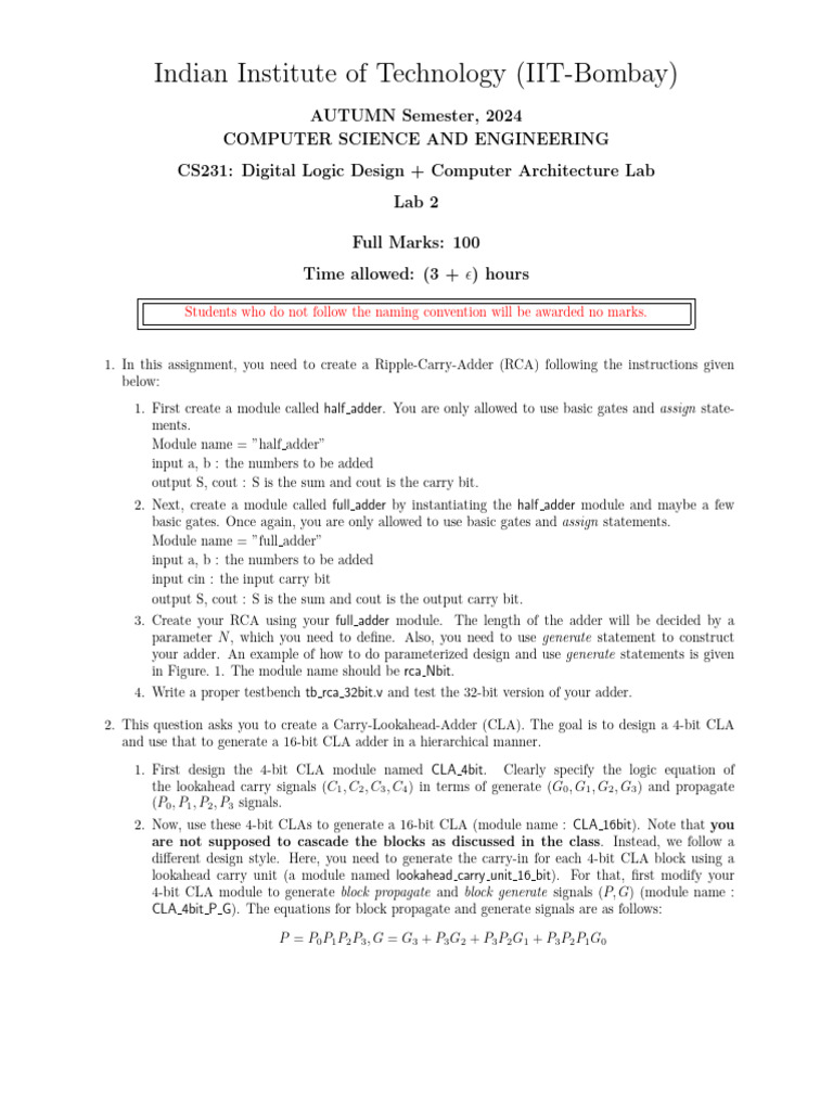 Digital_Logic_Lab2 | PDF | Computer Science | Computer Programming Digital_Logic_Lab2 | PDF | Computer Science | Computer Programming