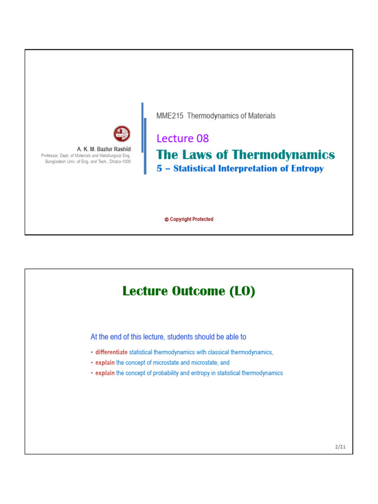 08_statistical Interpretation of Entropy | PDF | Entropy | Thermodynamics
