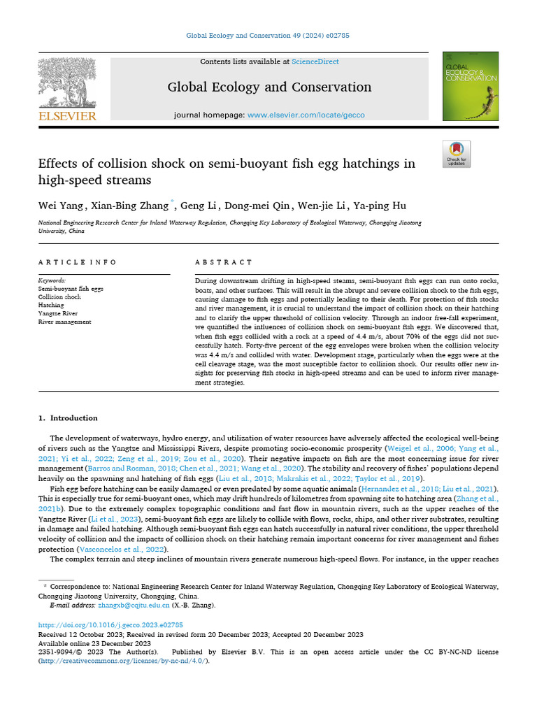 Effects of Collision Shock On Semi Buoyant Fish Egg - 2024 - Global ...