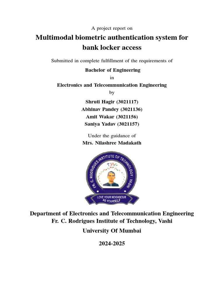 Updated Project Report Biomodal Biometric Authentication System | PDF ...