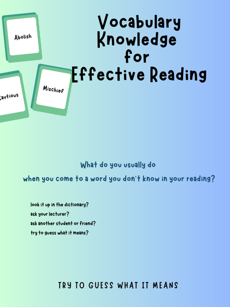 Academic Vocabulary Quiz Presentation in Green Blue Bold Style | PDF ...