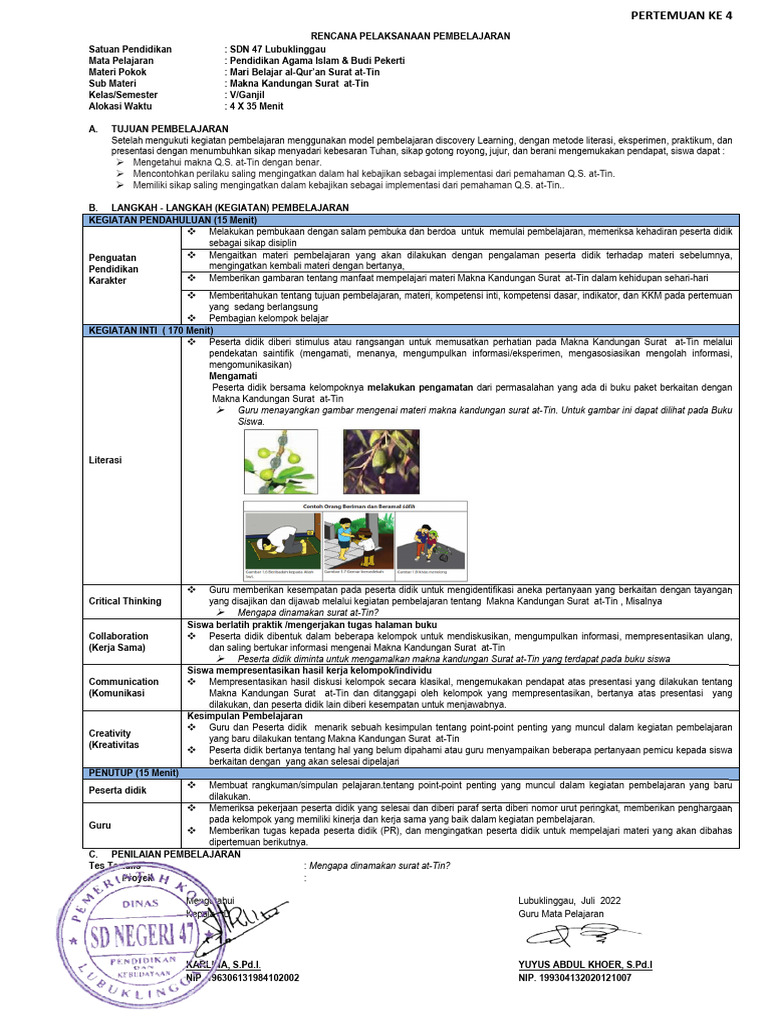 Pertemuan 4 - RPP PAIBP Kls 5 SEMESTER 1 2022-2023 | PDF | Karier & Perkembangan