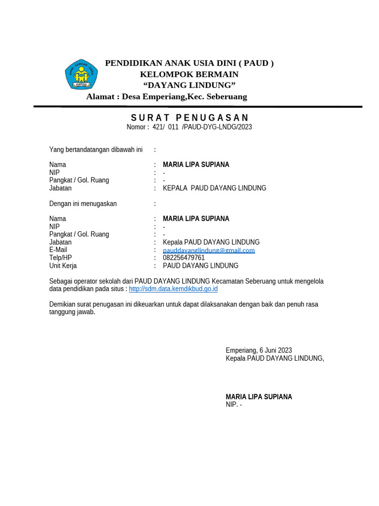 SK Ops Paud Dayang Lindung | PDF | Kesehatan Holistik