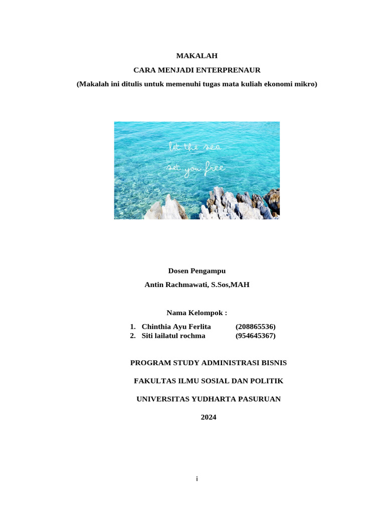 Contoh Cover Makalah Enterpreneurship | PDF