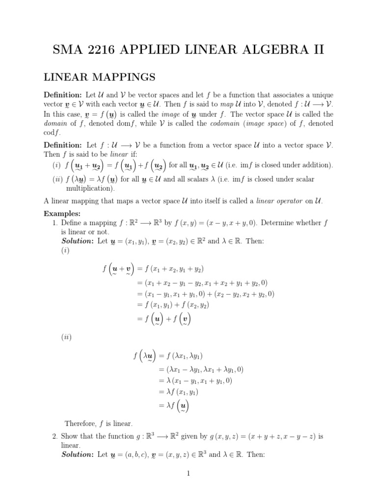 SMA 2216 Applied Linear Algebra II Notes-1 | PDF | Eigenvalues And ...
