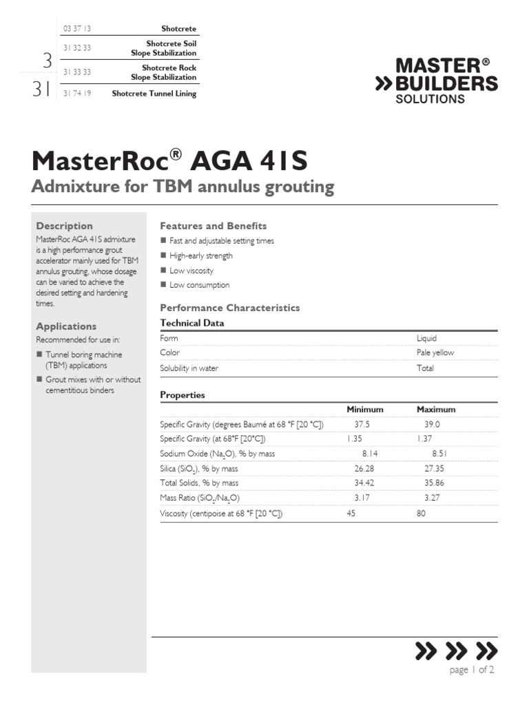 masterroc-aga-41s-tds (1) | PDF | Silicon Dioxide | Concrete