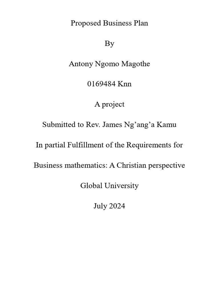 proposed business plan | PDF | Dishonesty | Tent
