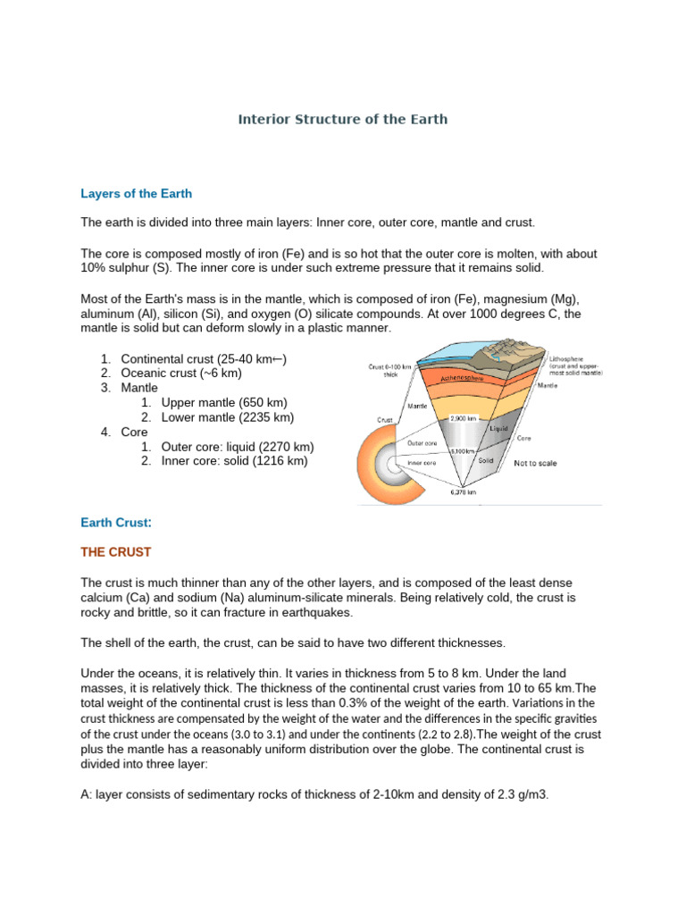 Earth's Interior Layers Explained | PDF | Geomorphology | Crust (Geology)