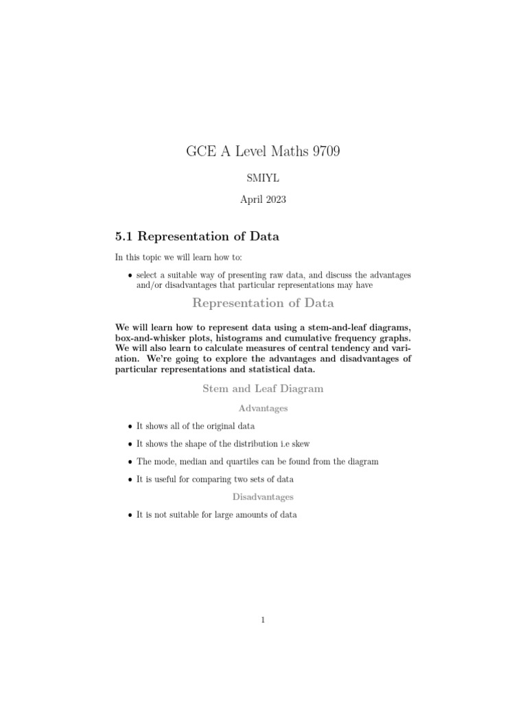 Data Representation in A Level Maths | PDF | Statistical Analysis ...