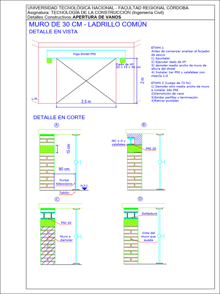 Apertura de Vanos - Muro de 0,30 M | PDF | Ingeniería