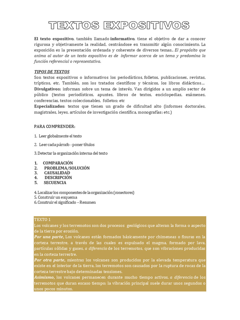 El Texto Expositivo REPASO | PDF | Consumo (economía) | Volcán