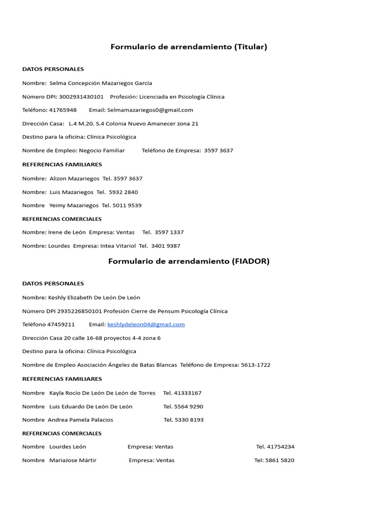 FORMULARIO para Llenar | PDF