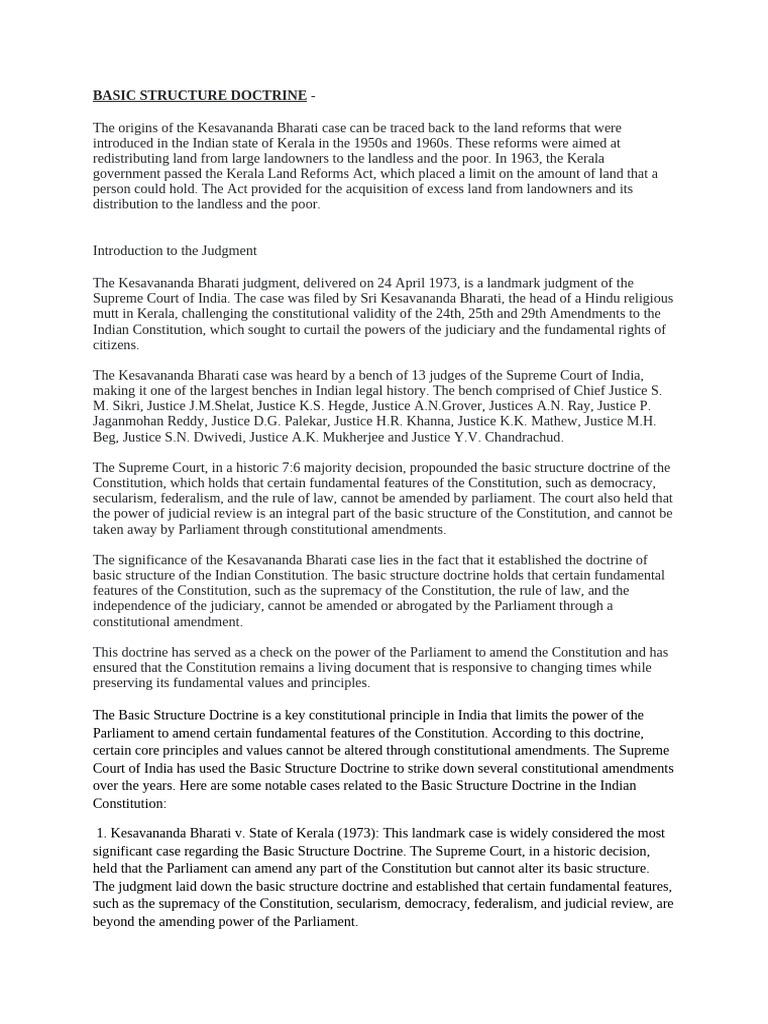 Basic Structure Doctrine | PDF | Political Science | Governance Basic Structure Doctrine | PDF | Political Science | Governance