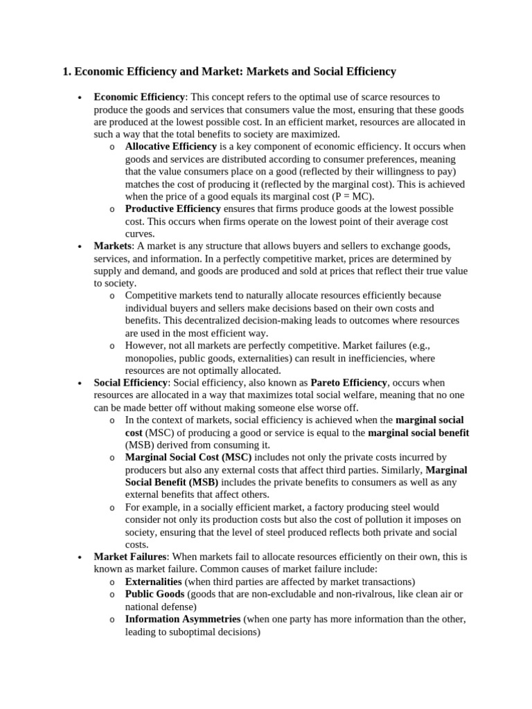Economic Efficiency and Market Markets and Social Efficiency | PDF ...