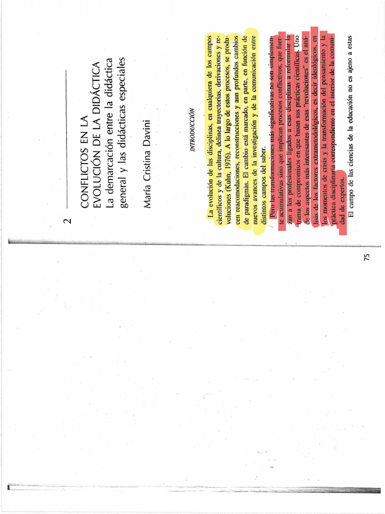 DAVINI - Conflictos en La Evolución de La Didáctica Resumido | PDF