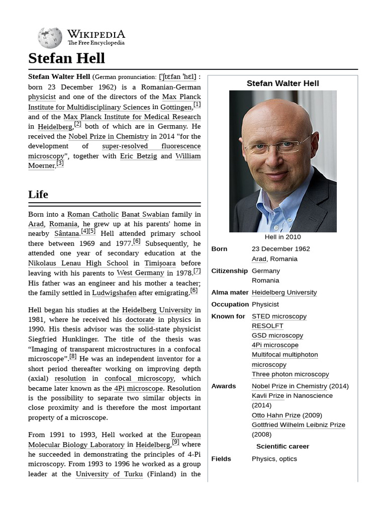 Stefan_Hell | PDF | Microscopy | Scientific Techniques