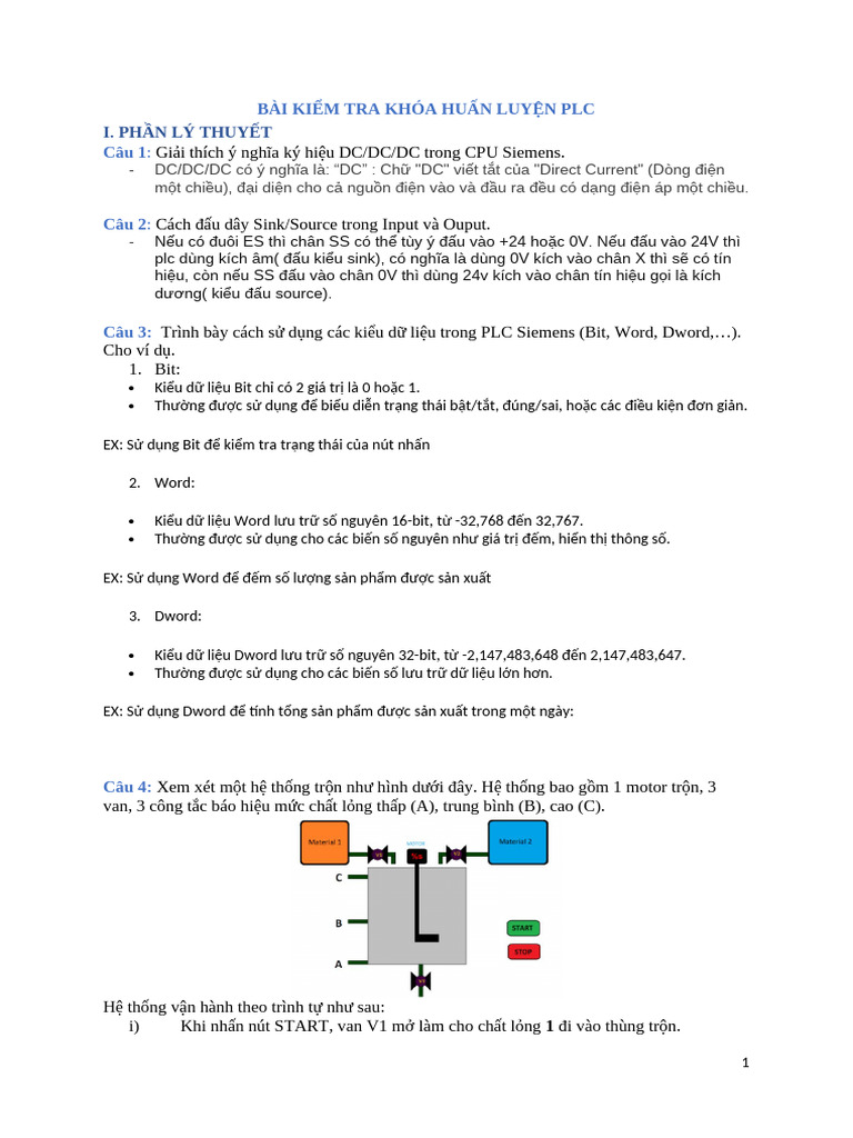 Bài kiểm tra - PLC - coban | PDF
