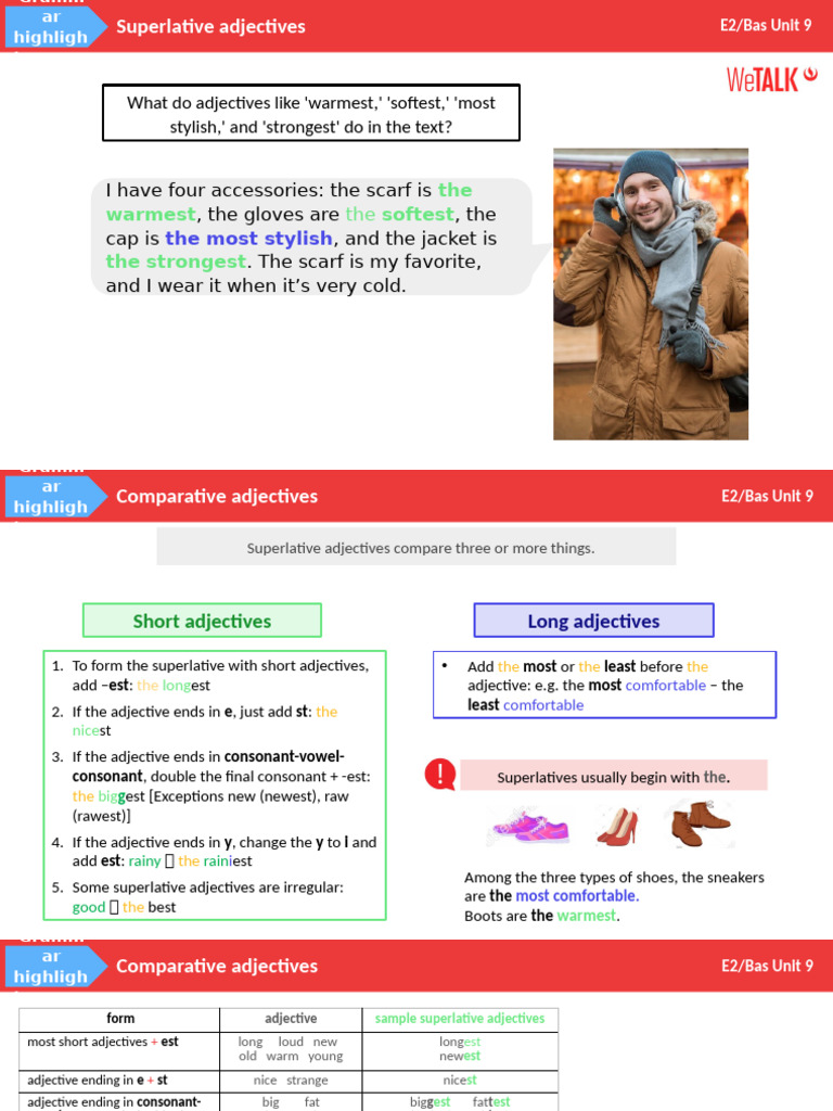 E2_Bas U9 Superlative Adjectives_GrammarHighlight | PDF | Syntax ...