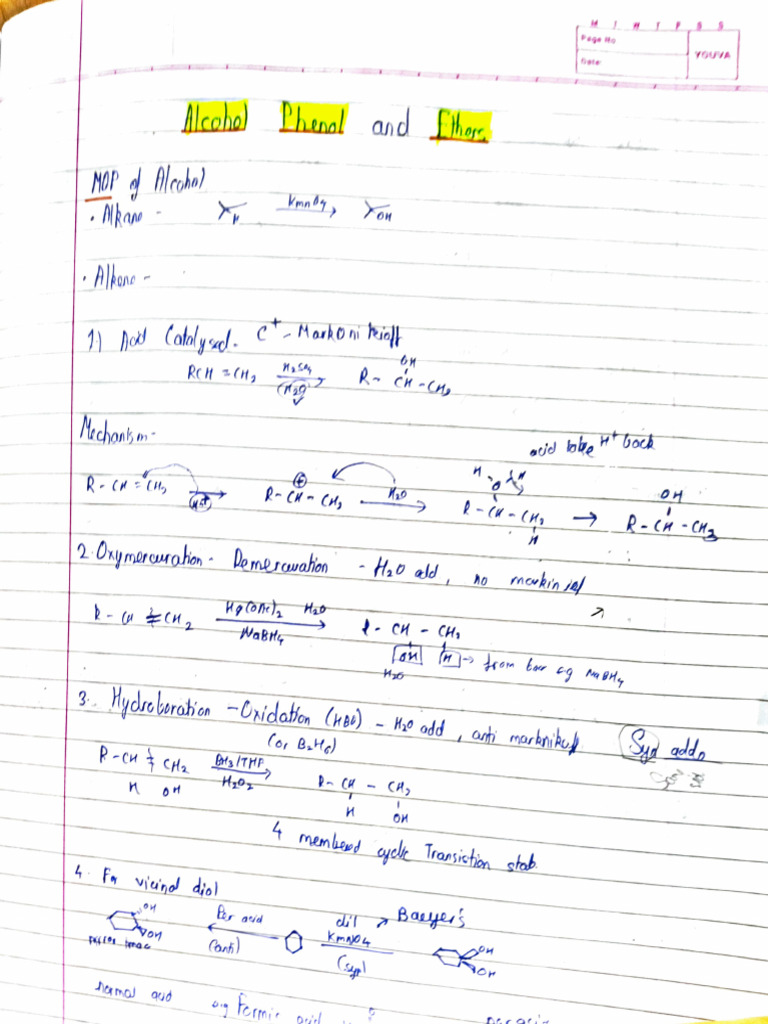 Class Notes Alchol | PDF