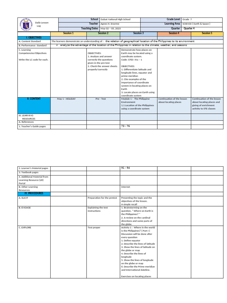 G7 DLL week 1 | PDF | Latitude | Longitude