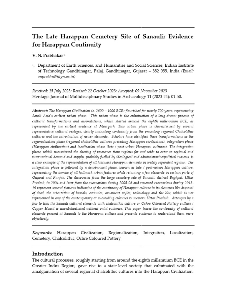 Sanauli Cemetery: Harappan Culture Continuity | PDF | Pottery