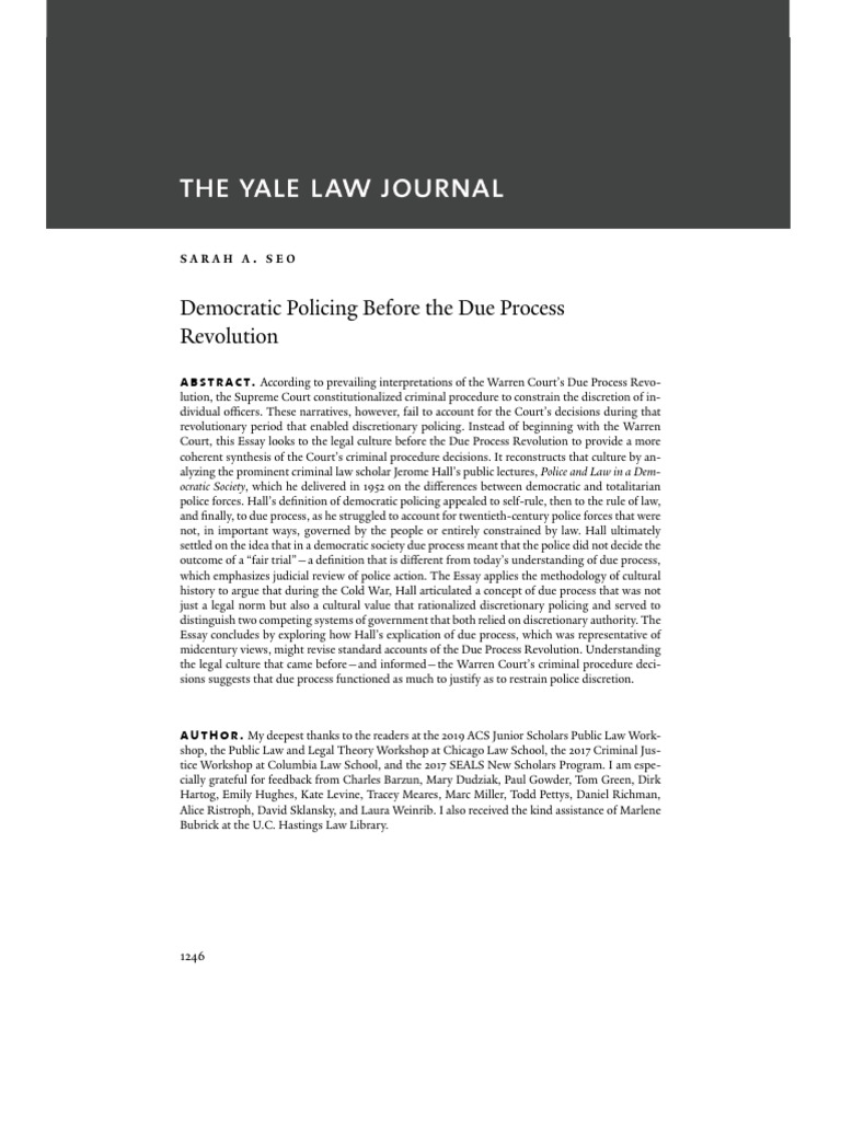 Seo - Democratic Policing Before Due Process Revolution | PDF | Due ...