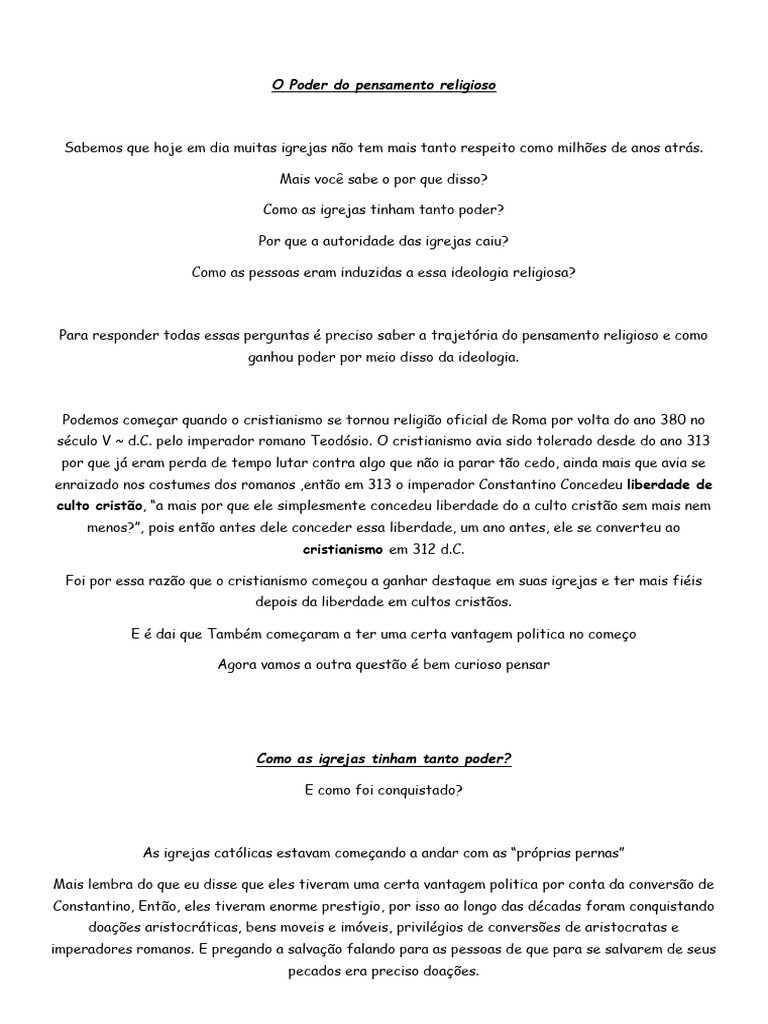 A Ascensão e Queda do Poder Religioso | PDF | Cristianismo Primitivo ...