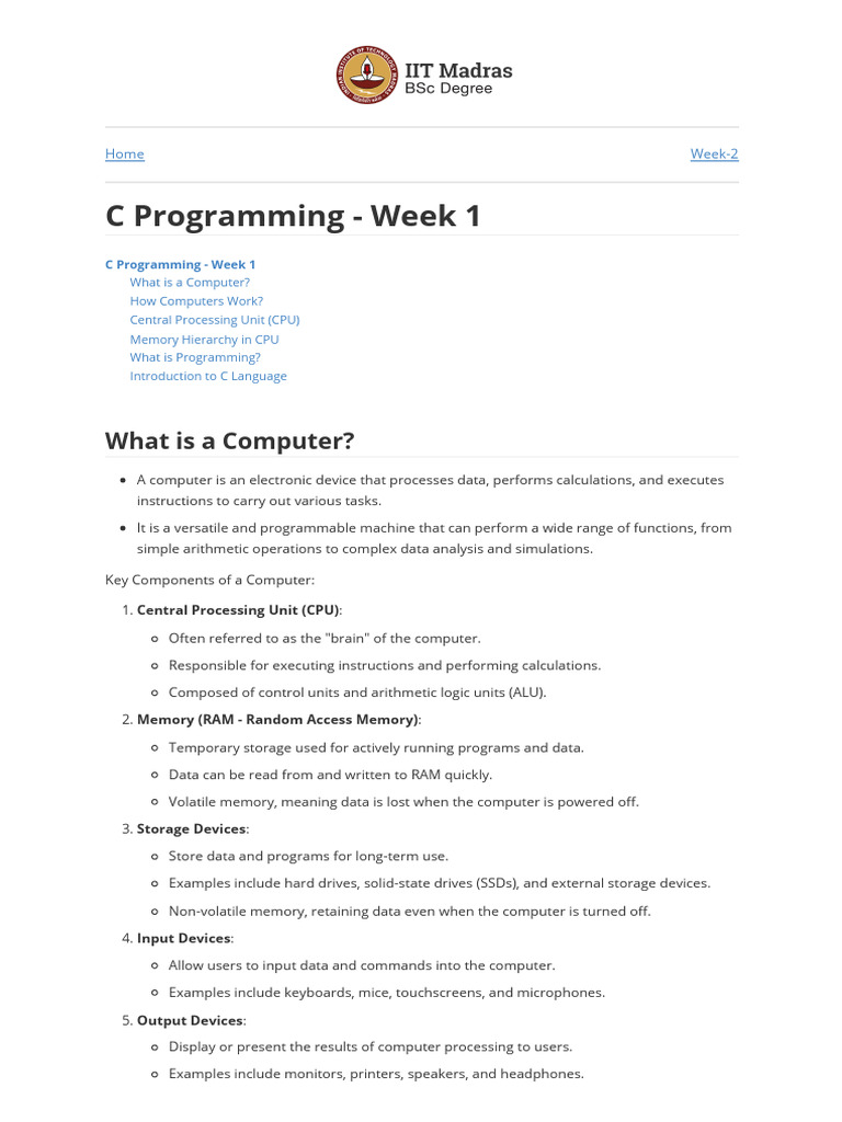 Week-1 Basic About Computers | PDF | Computer Data Storage | Computer Programming