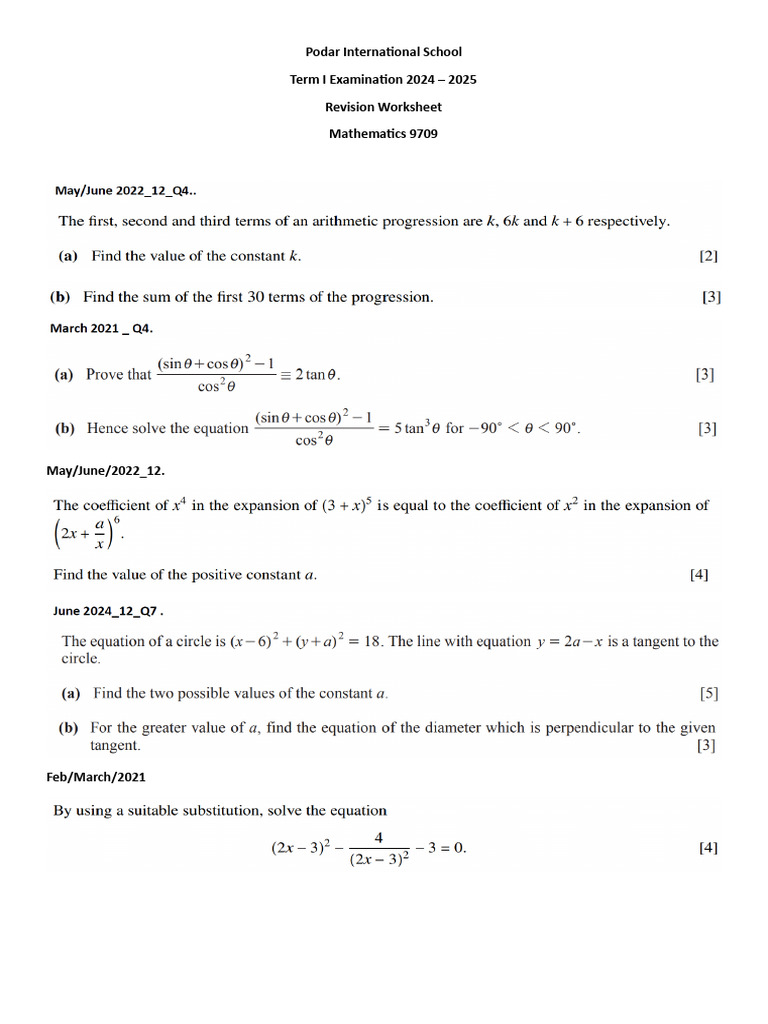 AS P1 Math Worksheet 1 | PDF