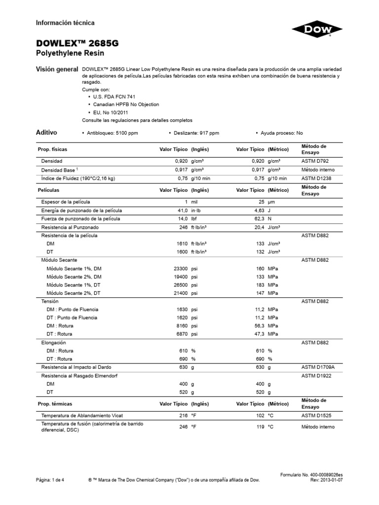 400 00089026es Dowlex 2685g Polyethylene Resin | PDF | Cigarrillo ...