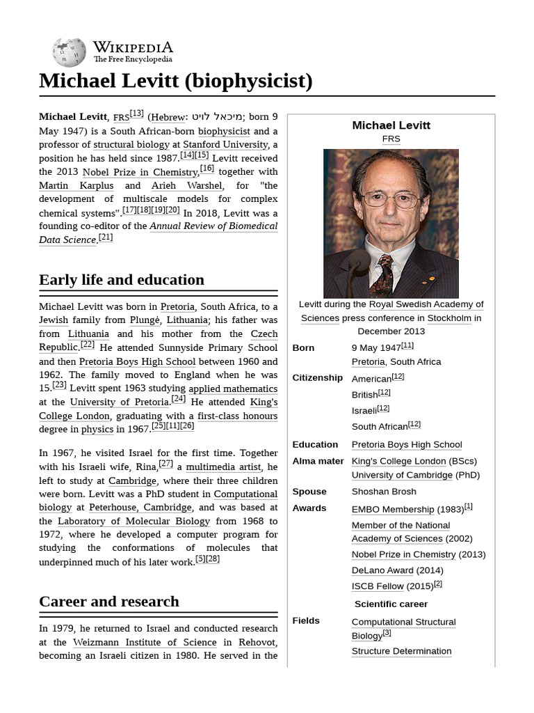 Michael Levitt (Biophysicist) | PDF