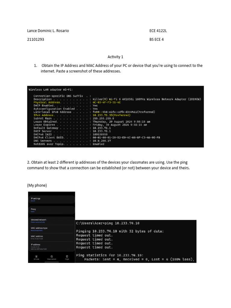 ECE 4122 Lab Exer1 Packet Tracer Installation and Familiarization - ROSARIO | PDF