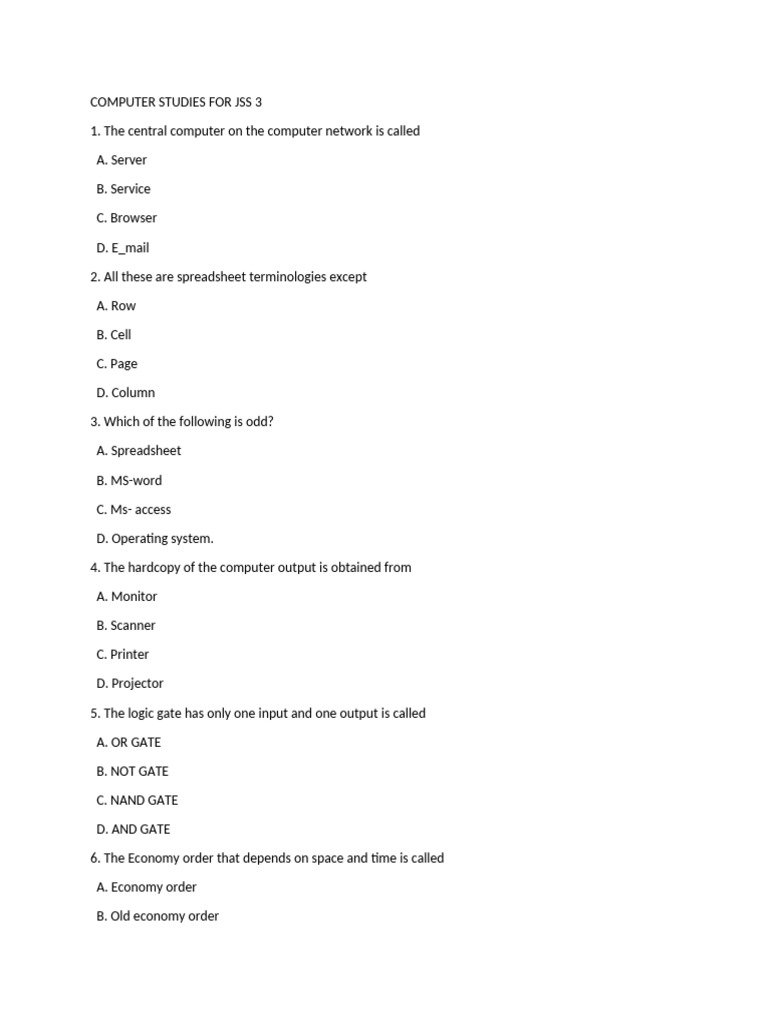 COMPUTER STUDIES FOR JSS 3 | PDF | Logic Gate | Computer Virus