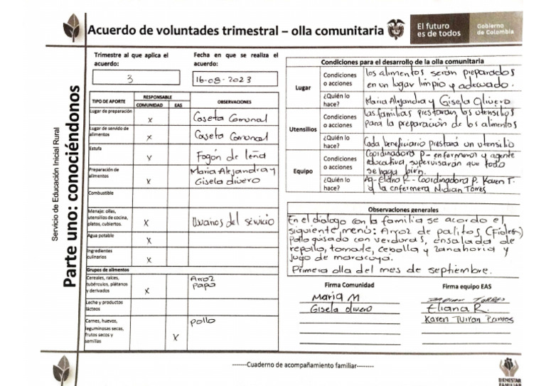 Concertaciones Olla Comunitaria Rural | PDF