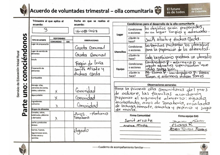 Concertaciones olla comunitaria rural | PDF